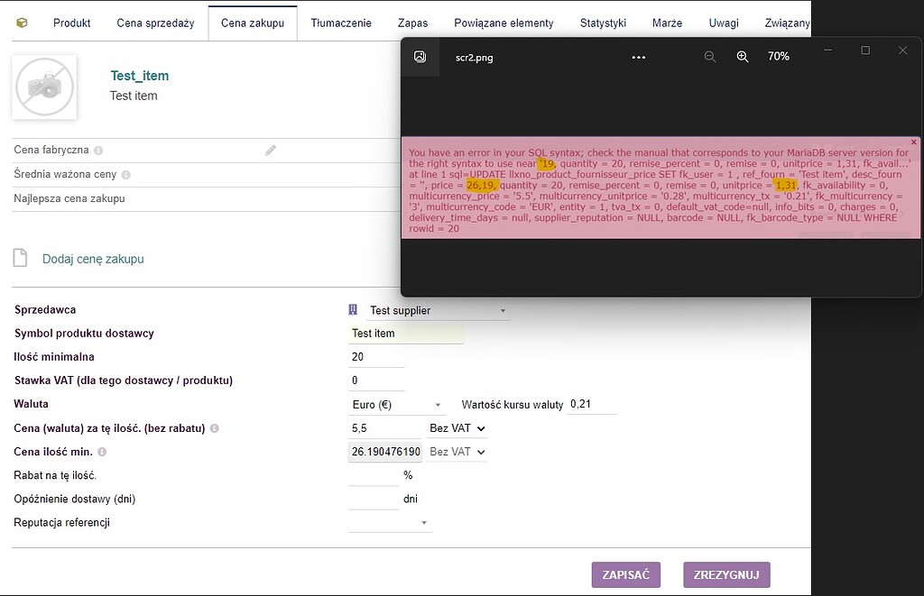 Problem with decimal separator in creating purchase price causing SQL ... Problem with decimal separator in creating purchase price causing SQL ...