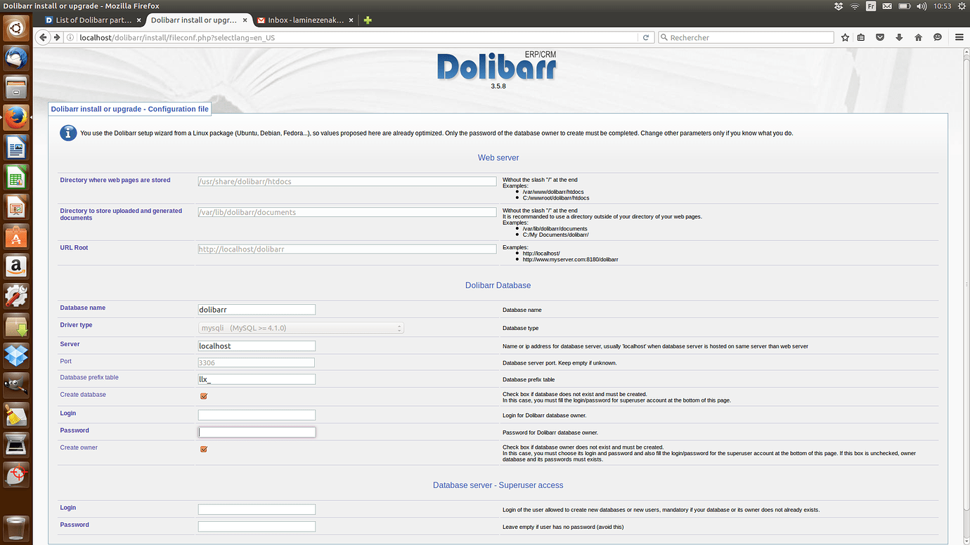 Dolibar installation - Installing my Dolibarr - Dolibarr international forum