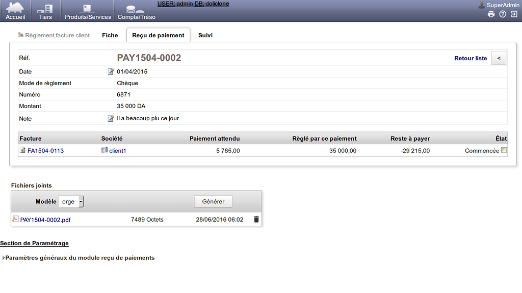 Payment Receipt : with document model - Announcements & news - Dolibarr international forum