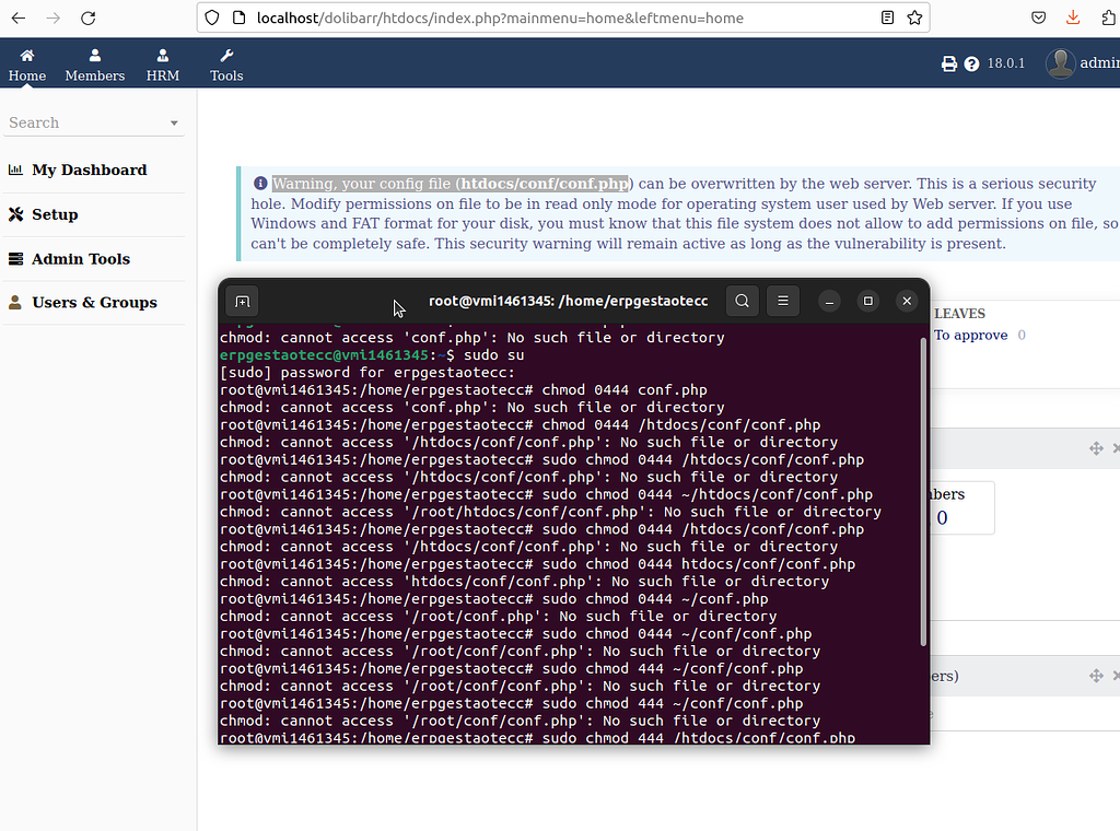 Issues PHP or not? Not change permission conf.php file - Installing my Dolibarr - Dolibarr ...