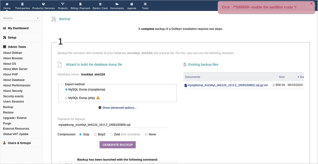 Backup Error .sql.gz.err - Maintaining my Dolibarr - Dolibarr international forum