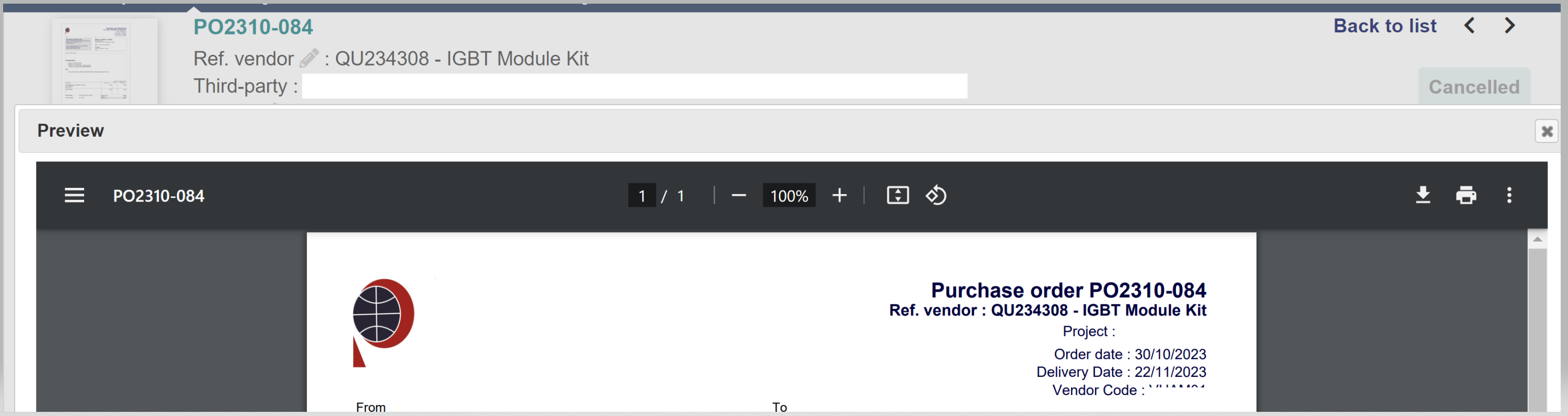 Cancelled purchase order or Not approved (just validated PO) PDF with ... Cancelled purchase order or Not approved (just validated PO) PDF with ...